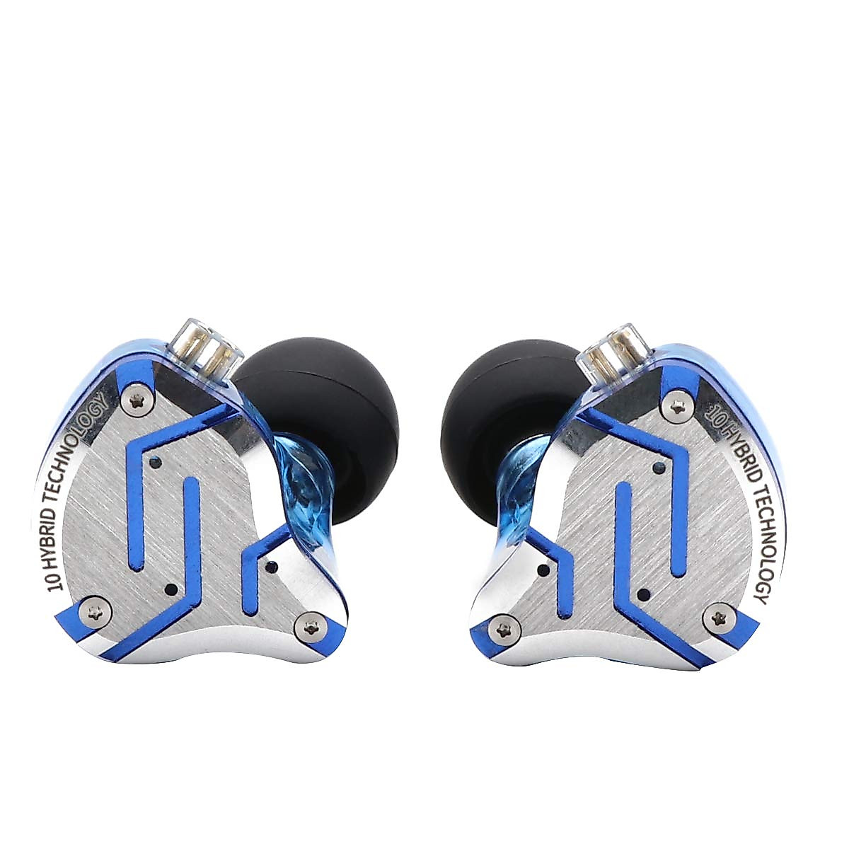 Linsoul KZ ZS10 Pro, 4BA+1DD 5 Driver in-Ear HiFi Metal Earphones with Stainless Steel Faceplate, 2 Pin Detachable Cable (with Mic, Glare Blue)