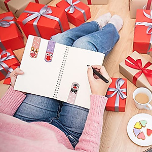 Whaline 32Pcs Valentine Magnetic Bookmark with Backboards Cartoon Animal Magnetic Page Markers Cute Page Clips for Valentine's Day Party Favors School Prizes Students Teachers Reading Gift