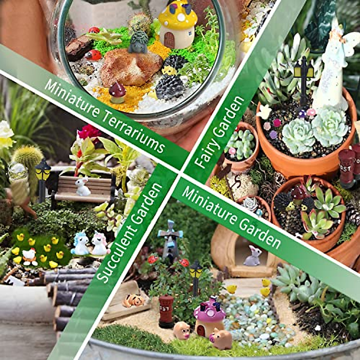 Dracarys Selected 100 Pieces Fairy Garden Accessories, Fairy Garden Kit, Fairy Garden Animals, Miniature Figurines, Micro Landscape Ornaments Kit, Garden DIY Kit, Environmental Resin