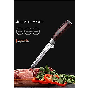 Kitory Boning Knife Forged Filleting Knife Razor sharp High-Carbon Stainless Steel Ergonomic Pakkawood Handle Professional Trimming Knife 7 INCH for Meat and Poultry