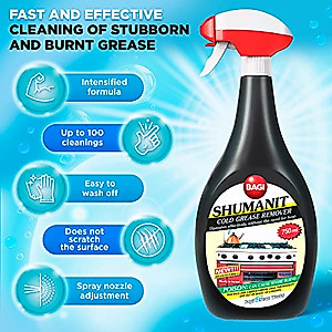 BAGI SHUMANIT - Cold Grease Remover. Spray for The immediate Removal of Stubborn and Burnt fats/Grease