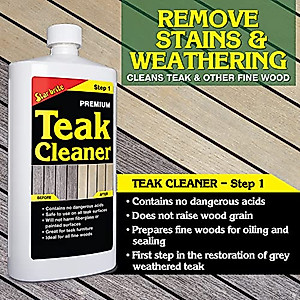 STAR BRITE Premium Teak Cleaner - Restore, Renew & Refresh Old Weathered Gray Teak Furniture & Other Fine Woods - Step 1 - 1 GAL (081400N)