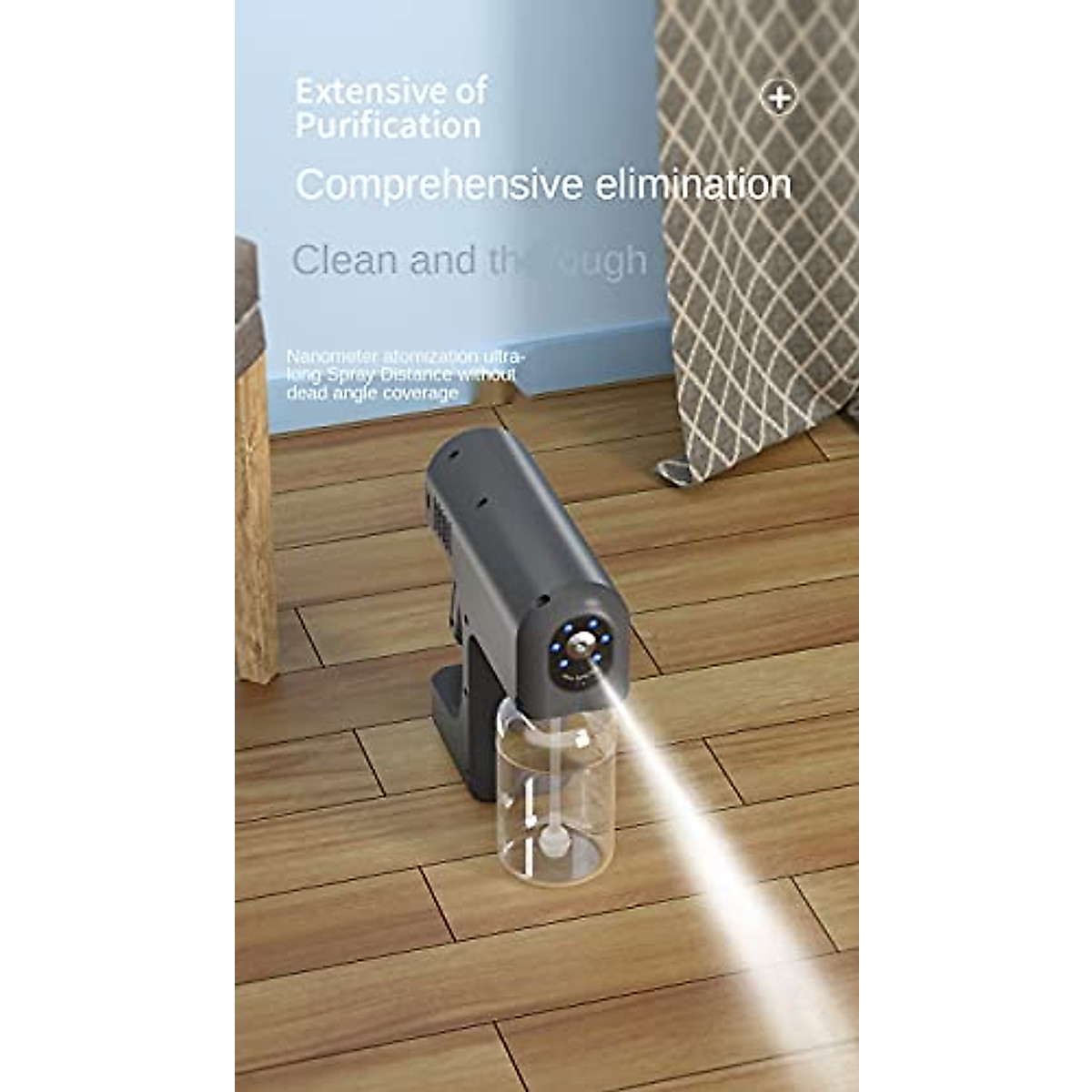 GD-09 Handheld Spray Gun Human Body Induction Atomization Home car Hotel Automatic Nano Spray Gun Disinfection Atomization Disinfection Sprayer, Suitable for Home, Office, Garden, Gym, School-White