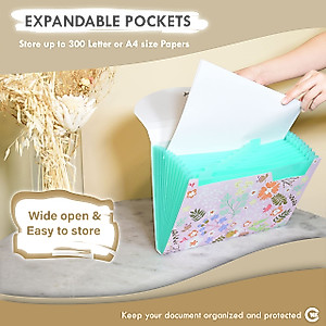 CNK File Folders Organizer with 13 Pockets Accordion Expanding Folder For Documents Receipt Document Paper Pocket Filing Products Accordian Important expandable holder files alphabetical Labels Letter