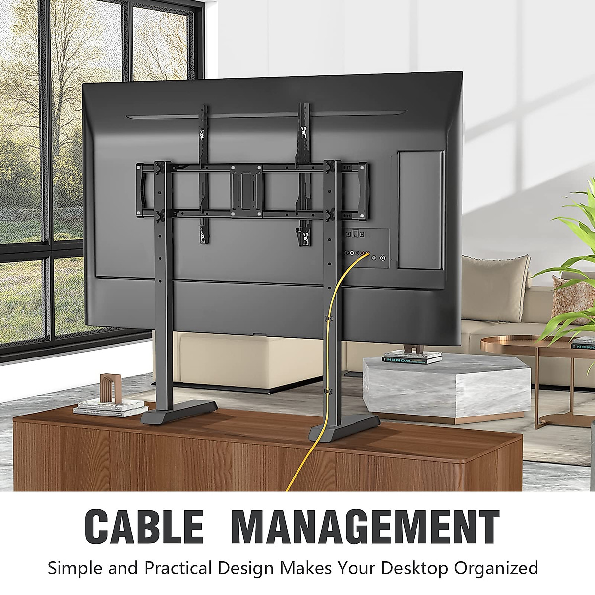 TVON Universal TV Stand Base for 55-90 Inch Flat/Curved TVs, Table Top TV Stand with 4 Level Height Adjustment and Heavy Duty Base, Holds up to 150 lbs