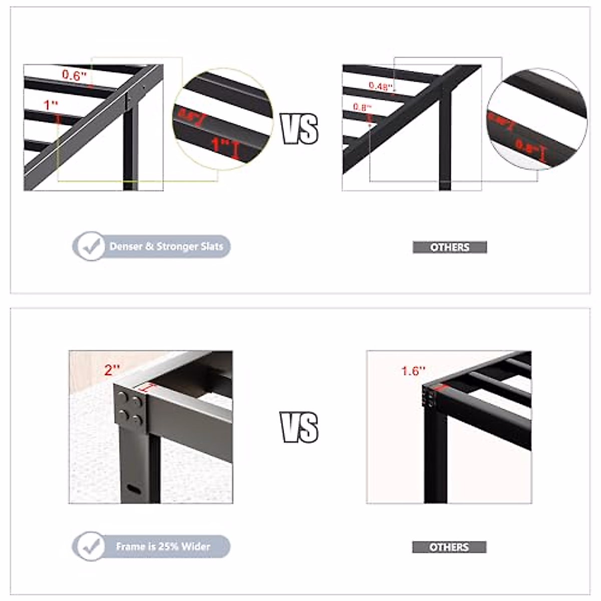 Minimalist Studio Metal Bed Frame – Heavy Duty Mattress Foundation with Anti-Slip Steel Slat Support, Durable Platform Base with Underbed Storage, Easy Assembly (King)