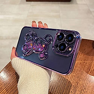 MANLENO Deep Purple Glitter iPhone 14 Pro Max Case with Built-in Camera Protector - Slim Shockproof Full-Body Protection