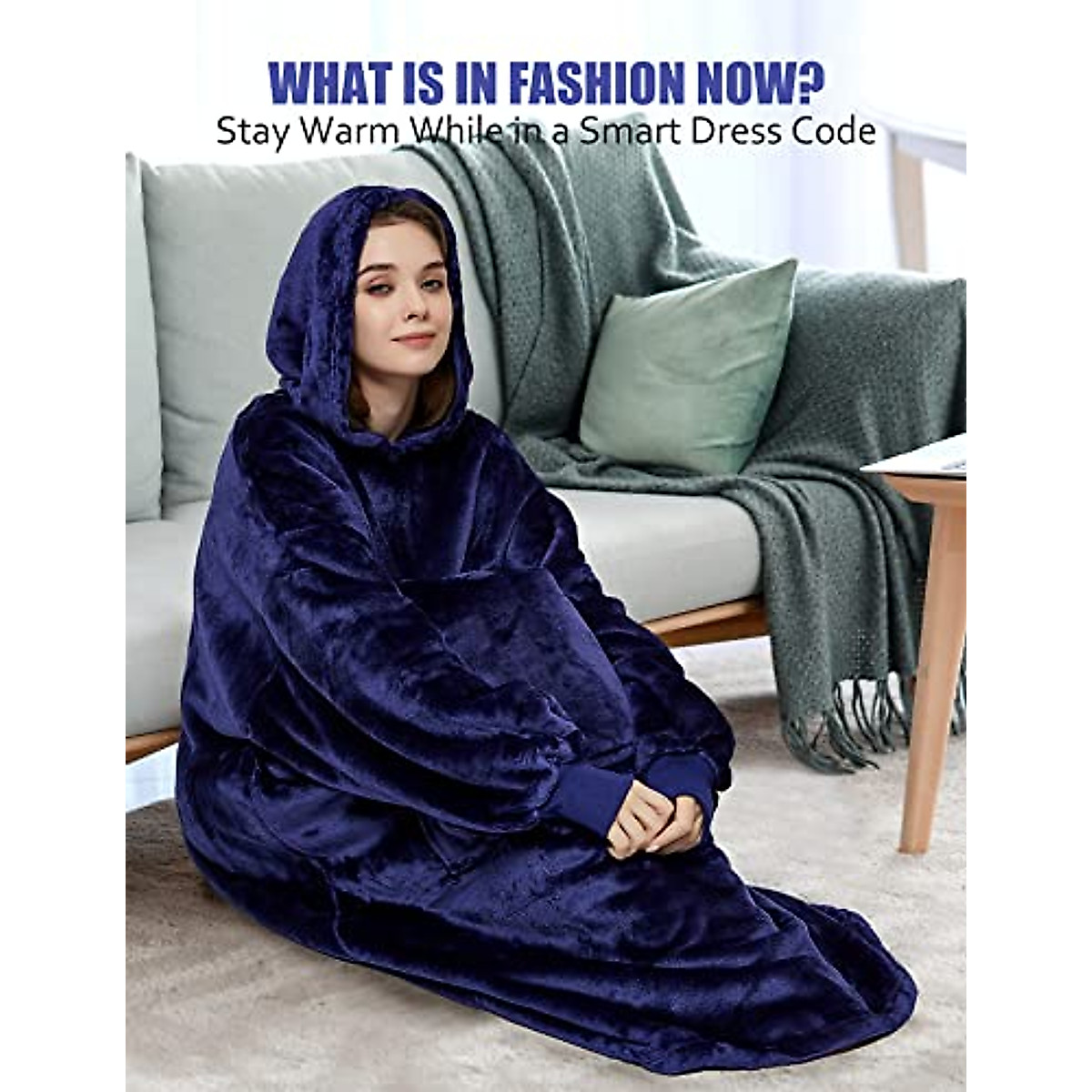 Vencede Oversized Warm Wearable Blanket for Men and Women, One Size Fits All (Purple)