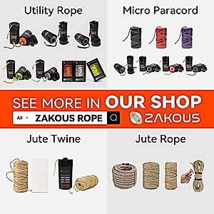 Zakous All Purpose Utility Rope Canister, 120 Feet 1100lb Strengh, 100% Nylon Rope Truck Car Vehicle Use - Versatile Usage for Camping Essentials, Hunting, Emergency Preparedness, Tow(White)