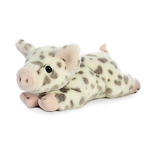 Aurora® Realistic Miyoni® Spotted Piglet Stuffed Animal - Lifelike Detail - Cherished Companionship - White 11 Inches