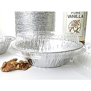 KitchenDance Disposable Aluminum Foil Tart Pan with Lid - 5" Aluminum Foil Individual Pie Pans, Baking Pan Perfect for Pies, Cobblers - 501P, (25)