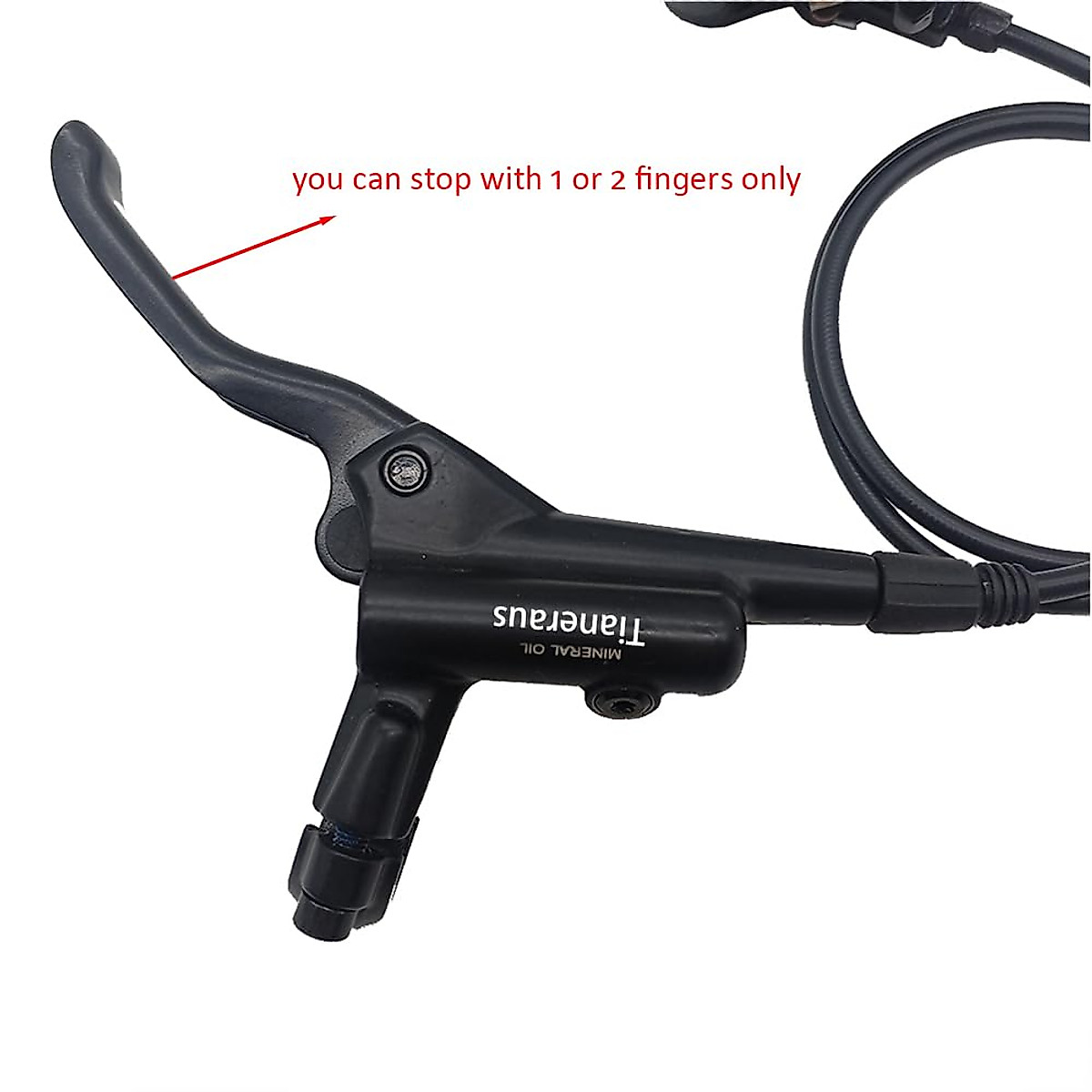 Mountain Bike Hydraulic Brake and Lever - Left Front 850mm Adapter Aluminum Alloy Hydraulic Bike Brakes, Post Mount, Resin Pads, Black