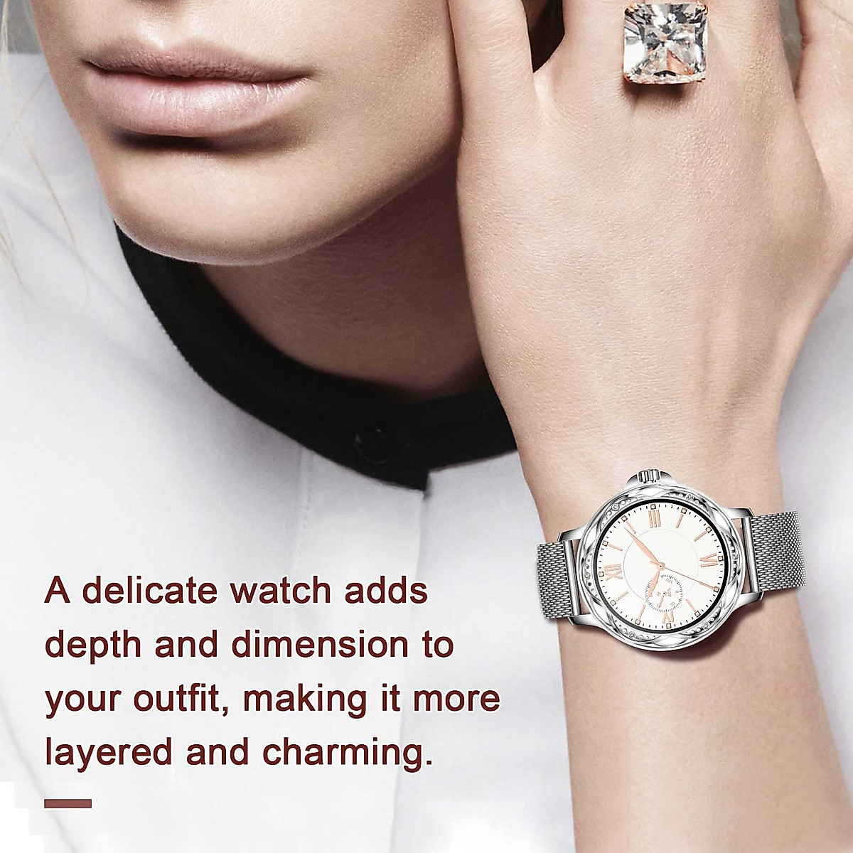 LogHog Smart Watches for Women Call and Text 2023 Newest Full Touch Screen Fitness Tracker with Heart Rate Blood Oxygen Monitor Android iPhone Compatible Smart Watch for Mom