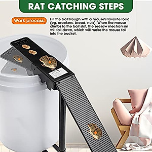4 Pcs Mouse Trap Bucket Walk The Plank Mouse Trap Humane Flip and Slide Auto Reset Safe Waterproof Rat Trap Catcher Bucket Including Ramps for Indoor Outdoor House