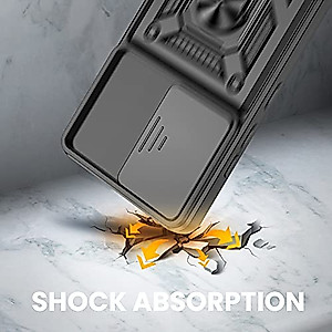 VEGO for Galaxy S21 Ultra Case with Slide Camera Cover, Built-in 360° Rotate Ring Kickstand Magnetic Cover Case for Samsung Galaxy S21 Ultra 5G 6.8 inch - Black