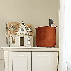 Natemia Rope Storage Basket- Nursery Bin and Toy Organizer (15”x15”x14”), Laundry Basket, Basket for Towels, Pillows and Blankets