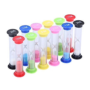 I-MART Plastic Sand Timer Sandglass Hourglass Sand Clock Timer 30 sec, 1 min, 2 mins, 3 mins, 5 mins, 10 mins (Pack of 6)