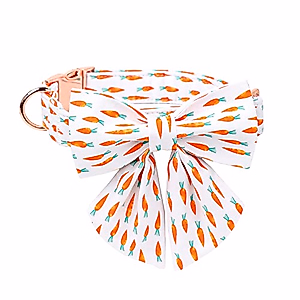 MR. CHUBBYFACE Easter Dog Collar Carrot Dog Collar with Flower Adjustable Dog Collar Bowtie for Small Medium Large Dogs