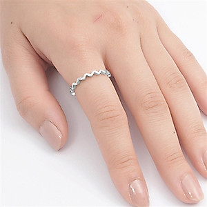 Eternity Wave Stackable Fashion Ring New .925 Sterling Silver Band Size 7