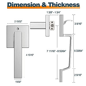 YYTDZSW Front Door Handle No Lock, Front Entry Door Handleset, Exterior Door Handle with Reversible Lever, Fit Left & Right Handed Doors, Satin Nickel