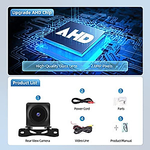 AHD Backup Camera for Car, Rearview Reversing Camera HD Night Version Waterproof, Upgraded 1080P Wide Angle Rear View Camera for Universal Car SUV RV
