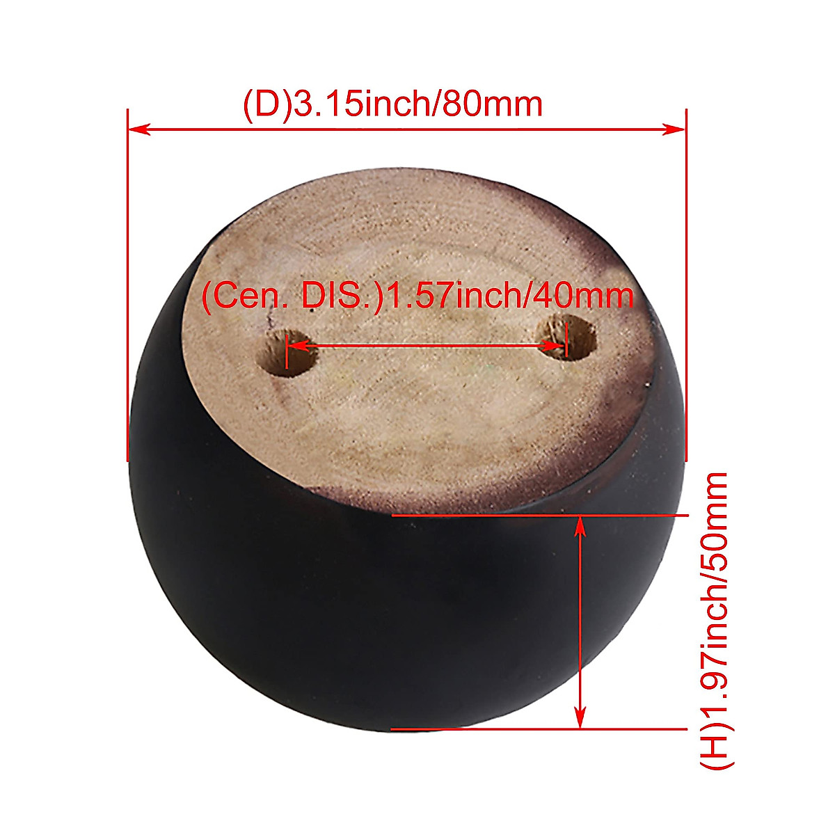 4pcs 40mm Height Brown Eucalyptus Wood Round Bun Furniture Feet Sofa Cabinet Couch Legs