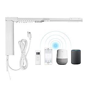 Homesupplier Smart Curtain System, Heavy Duty Electric Curtain Rod, WiFi Control, Work with Amazon Alexa, Google Home, Adjustable Length (20 ft rod)