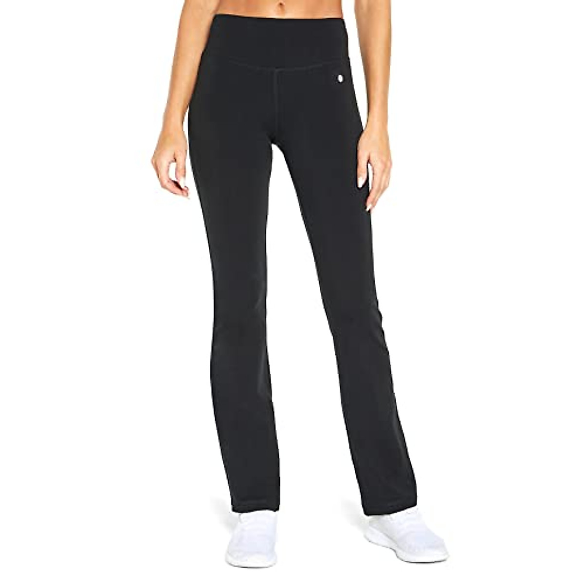 Bally Total Fitness Women's High Rise Tummy Control Bootleg Pant, Black, Medium