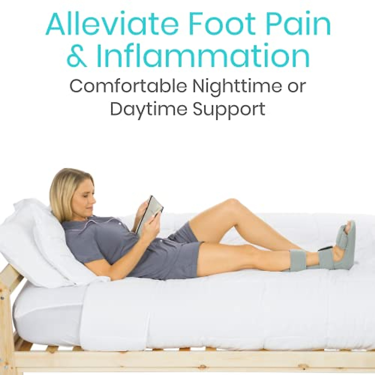 Vive Plantar Fasciitis Night Splint Plus Trigger Point Spike Ball - Soft Leg Brace Support, Orthopedic Sleeping Immobilizer Stretch Boot (Small: Men's: Up to 5, Women's: Up to 6.5)