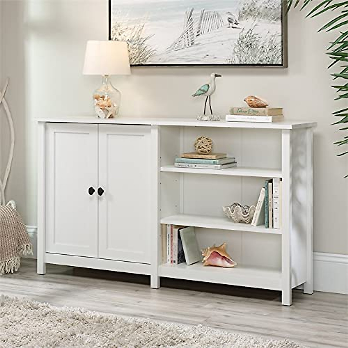 Sauder County Line Storage Console TV Stand in Soft White, Soft White Finish