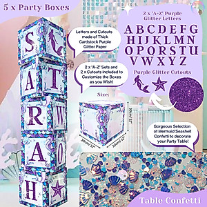 248 Pieces Little Mermaid Birthday Decorations Kit, All-in-1 Girl's Party Decor Package With Mermaid Tail Balloon Garland, Foil Curtains, Fabric Backdrop, Princess Crown - Purple, Teal