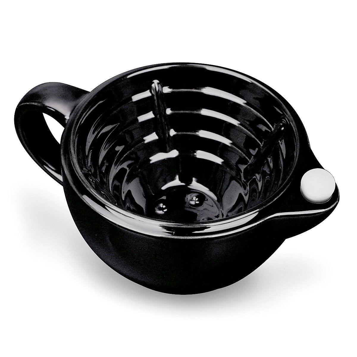 QSHAVE Shaving Scuttle Mug - Keep Lather Always Warm Large Deep Size Bowl Handmade Pottery Cup (Black)