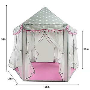 Play Tent for Kids Princess Castle Girls Playhouse, Princess Tent for Indoor Outdoor Fun, Gift for Toddlers Boys Girls(55"x53")