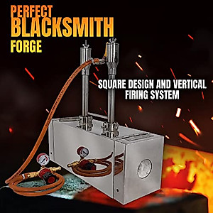 Simond Store Double Burner Propane Forge with Two Doors, 2600 F Rated, for Blacksmithing, Knife Making, Forging Tools and Equipment – Stainless Steel Rectangle Shape