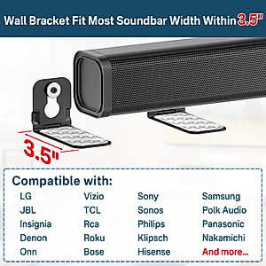notiela Soundbar Mount Shelf for Samsung, Sony, LG, Vizio, Bose, Onn and More Soundbar Wall Mount Bracket - Sound Bar Mounts Under TV Mounting Bracket