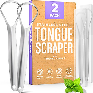 Tongue Scrapers 3 Pack, Single Handle Stainless Steel