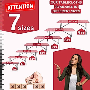 Tablecloth for Folding Table -Fitted Rectangular Table Cloth for 6 Foot – Size 32 x 72 inch - (180 x 75 cm) Plastic Vinyl Flannel Backed with Elastic Rim- for Christmas|Parties, Waterproof