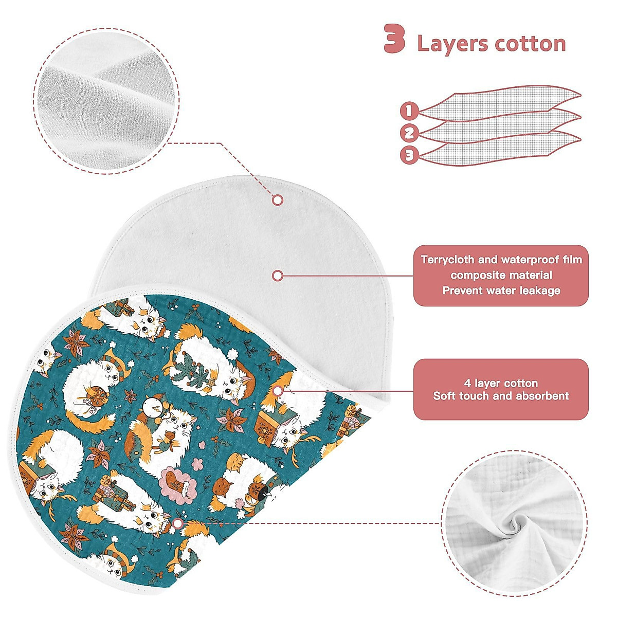 vvfelixl Muslin Burp Cloths Cats Gift Box Baby Washcloths for Baby Girl Boys 2 Pack Green