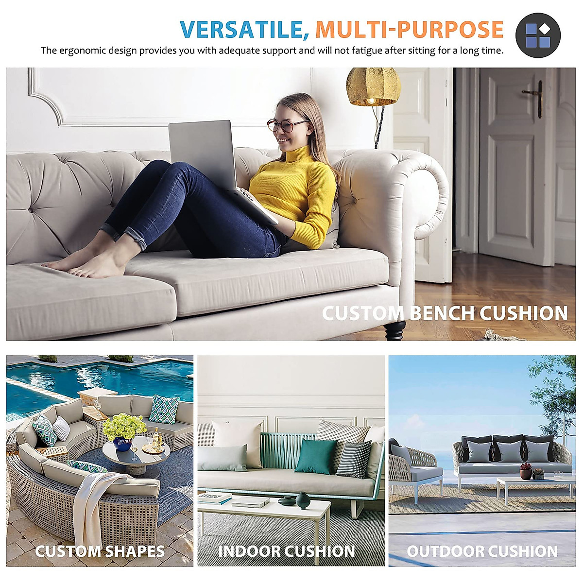 entropower Custom Size Bench Cushion Outdoor/Indoor Bay Window Seat Thick Upholstery Foam Long Chair Sofa Pads Patio Furniture (Red, 31.4*17.7*3.14in)