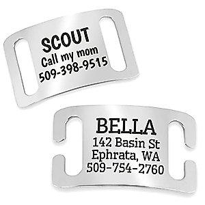 GoTags Slide-On Pet ID Tags, Personalized Dog and Cat Collar Tags, Silent, No Noise Tags Made of Stainless Steel, Custom Engraved
