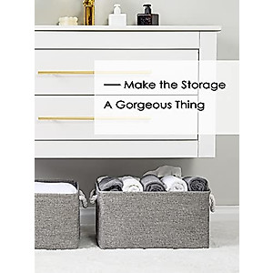 TheWarmHome Large Storage Bins- Storage Baskets for Organizing Shelves, Basket Organizer for Closet Bookshelf Dog Toy Nursery Baby Clothes Laundry Home Organization, Fabric Storage Cubes W/Handles