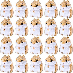 20 Pieces Small Hamster Plush Animals Cute Hamster Plush Stuffed Animal Small Stuffed Doll Keychain Key Holder Bag Pendant Party Favor for Kids Birthday Party Favors DIY Home Decor (Light Brown)