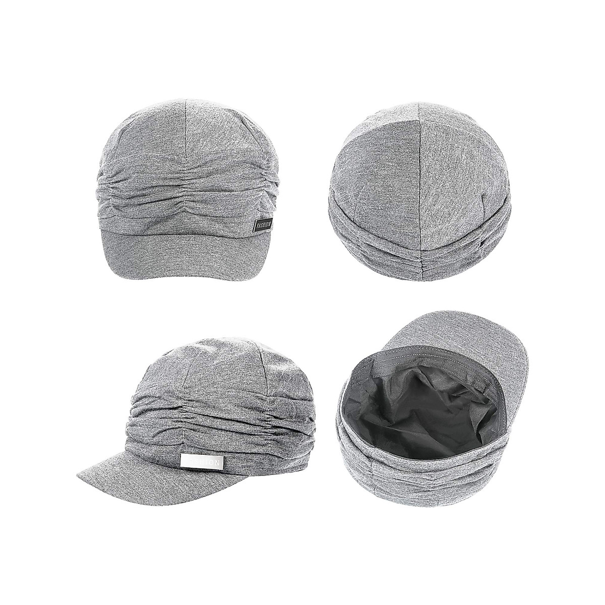 2 Pieces Women Newsboy Cabbie Cap Beret Hats Bamboo Baseball Cap Cotton Painter Visor Hats for Women (Black, Grey)