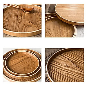 Serving Trays Round Tray Wooden Tray Serving Tray Home Food Tray Suitable for Dessert Tea Coffee Beverage Elegant Decorative Tray (Size : Medium)