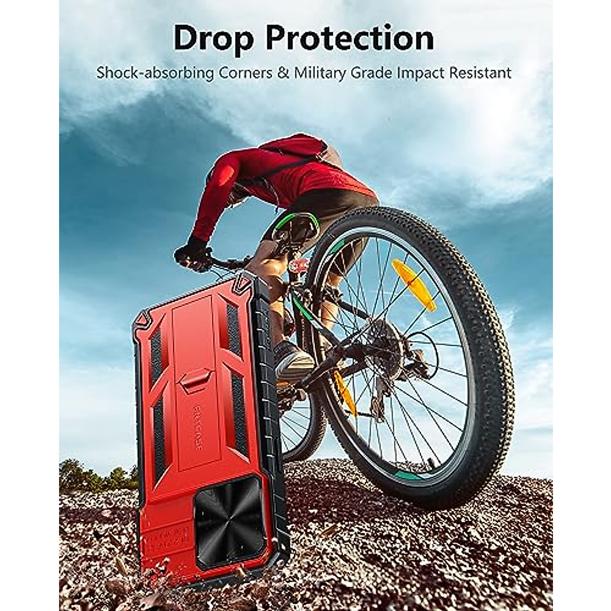 FNTCASE for iPhone 15-Pro-Max Case: Military Grade Drop & Shock Protection Cell Phone Cover with Kickstand & Slide | Rugged Protective Bumper Tough Protector Cases for 15 Pro Max 6.7'' - Red