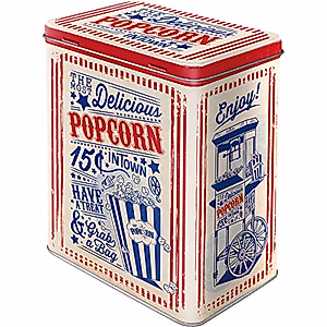 Nostalgic-Art Retro storage tin box L, 101.4 oz, Popcorn – Gift idea for diner fans, large metal coffee can, vintage design
