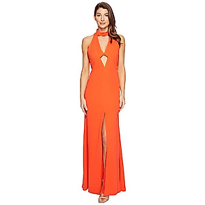 Jill Jill Stuart Women's High Neck Cut Out Gown, Tangerine, 8