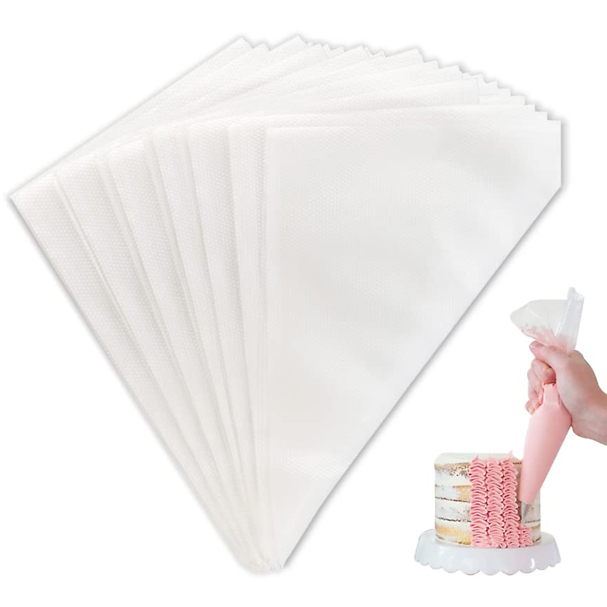 ilauke Piping Bags 15 inch 200PCS Pastry Bags Disposable Extra Thick Icing Bags for Frosting Cookie/Cake Decorating Supplies Cupcakes Baking Decoration [32 x 20 cm]