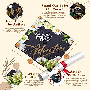 Once Upon A Time Graduation Cap Topper with Flowers, Grad Cap Decorations, Class of 2024 Grad Cap Topper, On to the next adventure