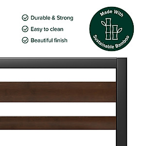 Bundle of Zinus Kai Bamboo and Metal Platform Bed Frame with Headboard / No Box Spring Needed / Easy Assembly, Twin + Zinus Memory Foam 5 Inch Bunk Bed / Trundle Bed / Day Bed / Twin Mattress, Blue